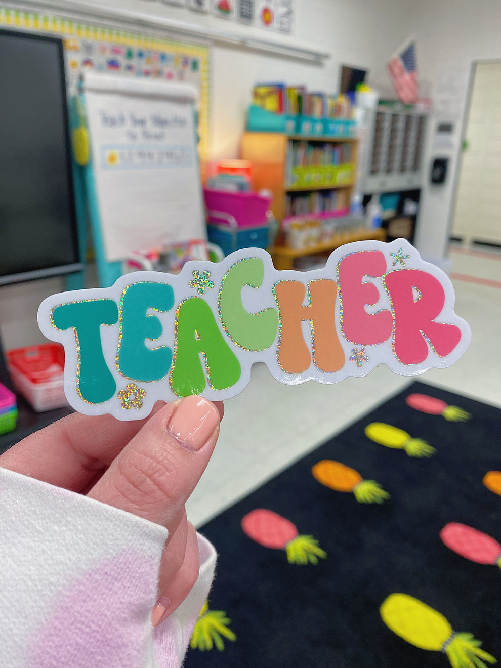 TEACHER | Glitter Sticker – The Pineapple Girl Design Co.